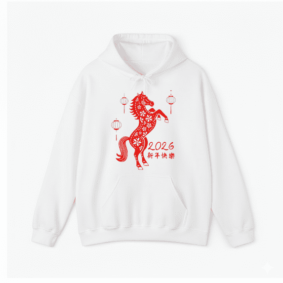 Festive Chinese Zodiac New Year Horse Graphic Design Hoodie Shirt, up ...