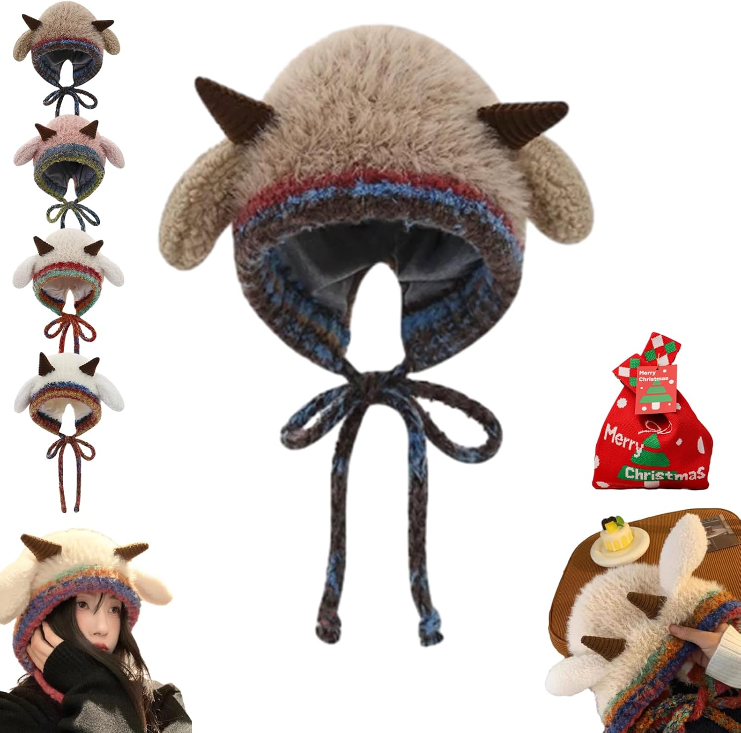 Festive Christmas Antler Hat, The Cutest Knitted Beaniehat Festive for ...