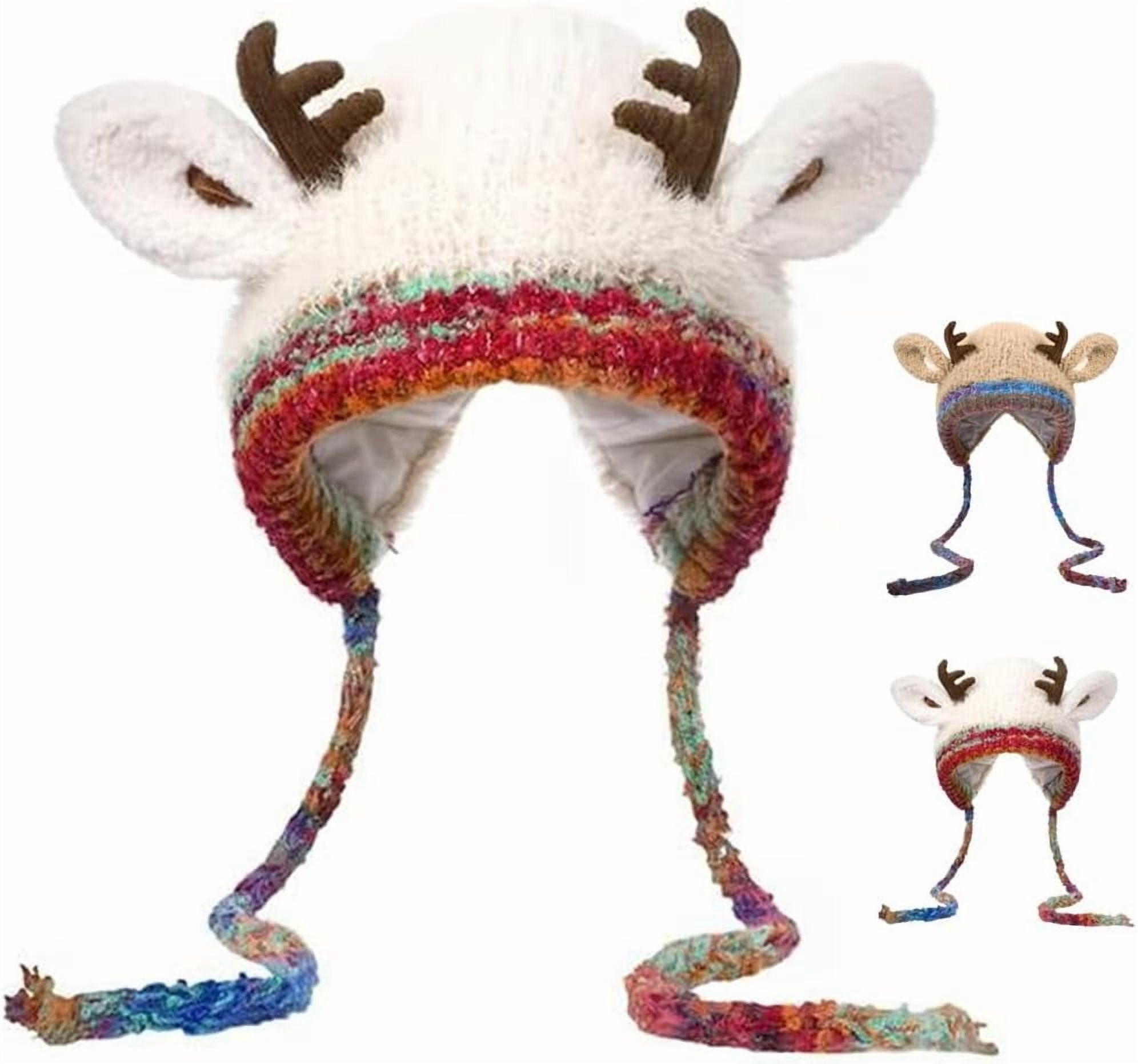Festive Christmas Antler Hat and Bag 2-in-1, Cute Reindeer Costume ...
