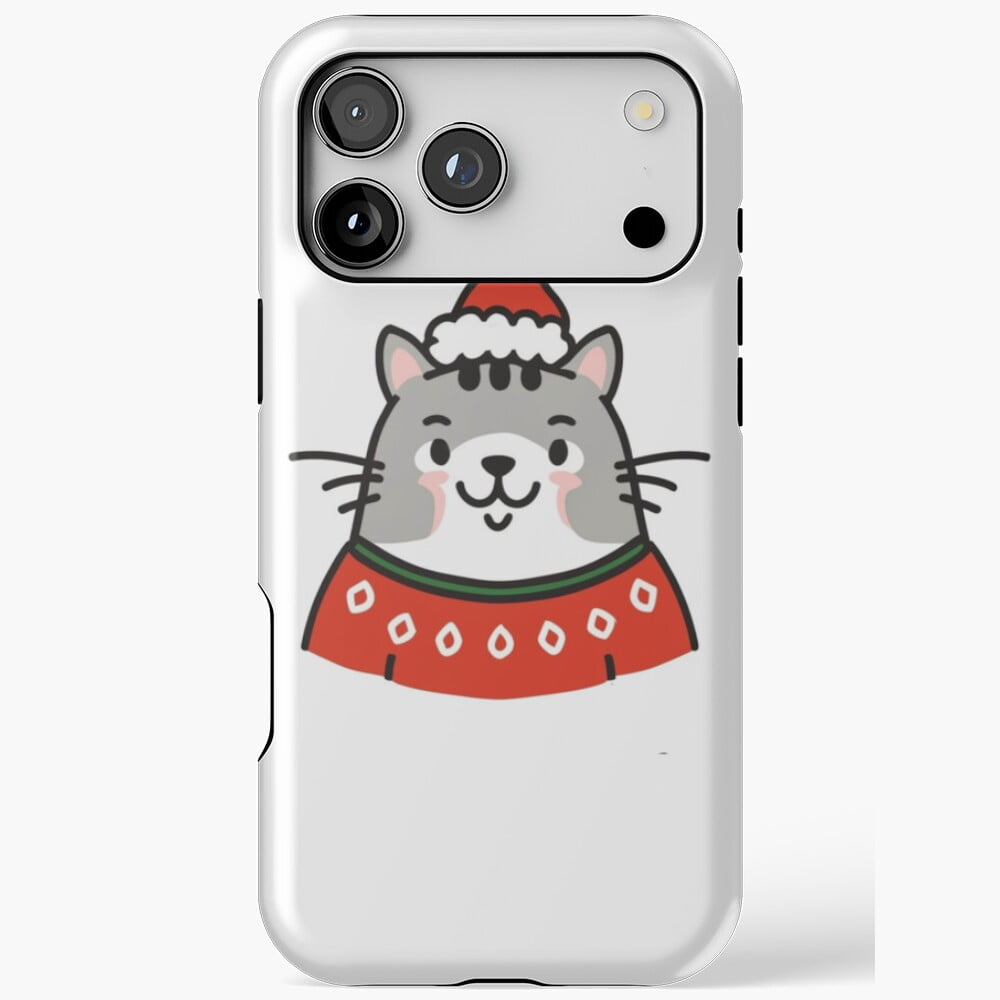 Festive Christmas Cat Feline Protective Case for iPhone 11 12 13 14 15 ...