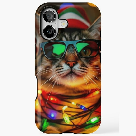 Festive Christmas Cat Holiday Feline Pet Phone Case 17 16 15 14 13 12 ...