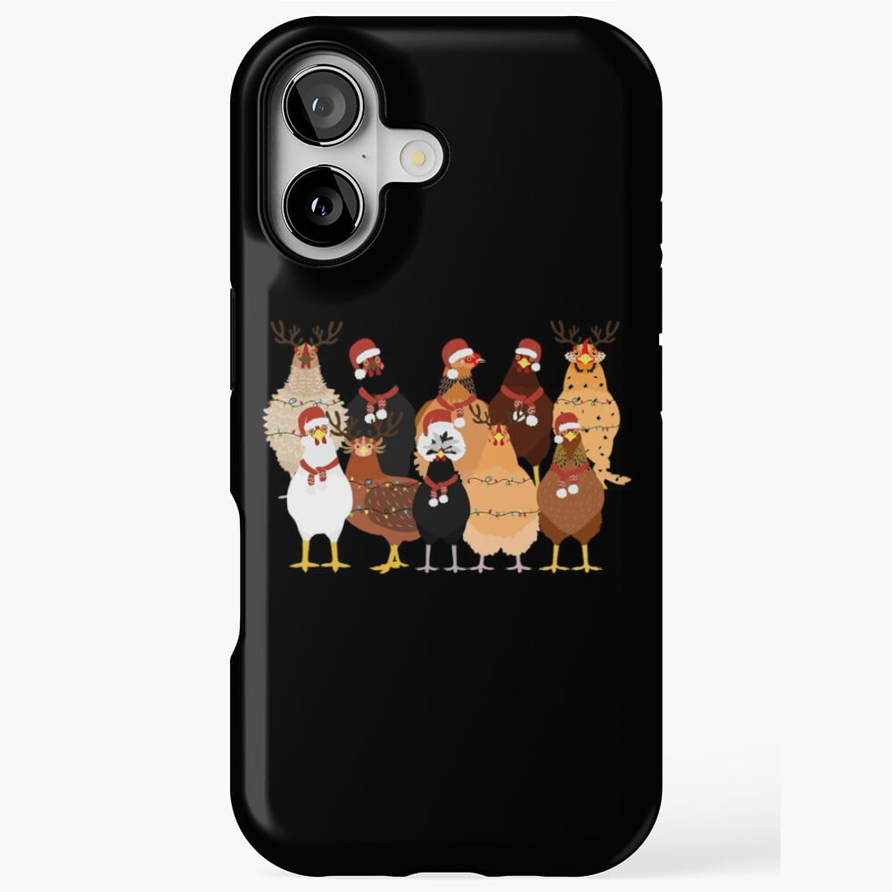 Festive Christmas Chickens Holiday Farm Animal Lover Gift Phone Case 17 16 15 14 13 12 11 Pro ...