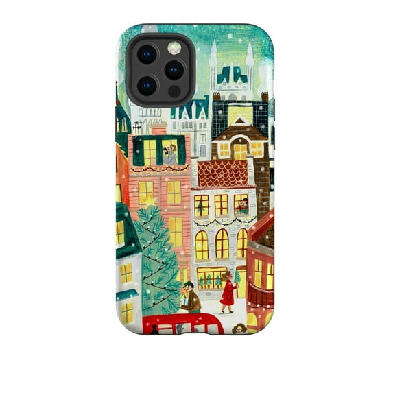 Festive Christmas In London City Scene Art iPhone Case 17 16 15 14 13 ...