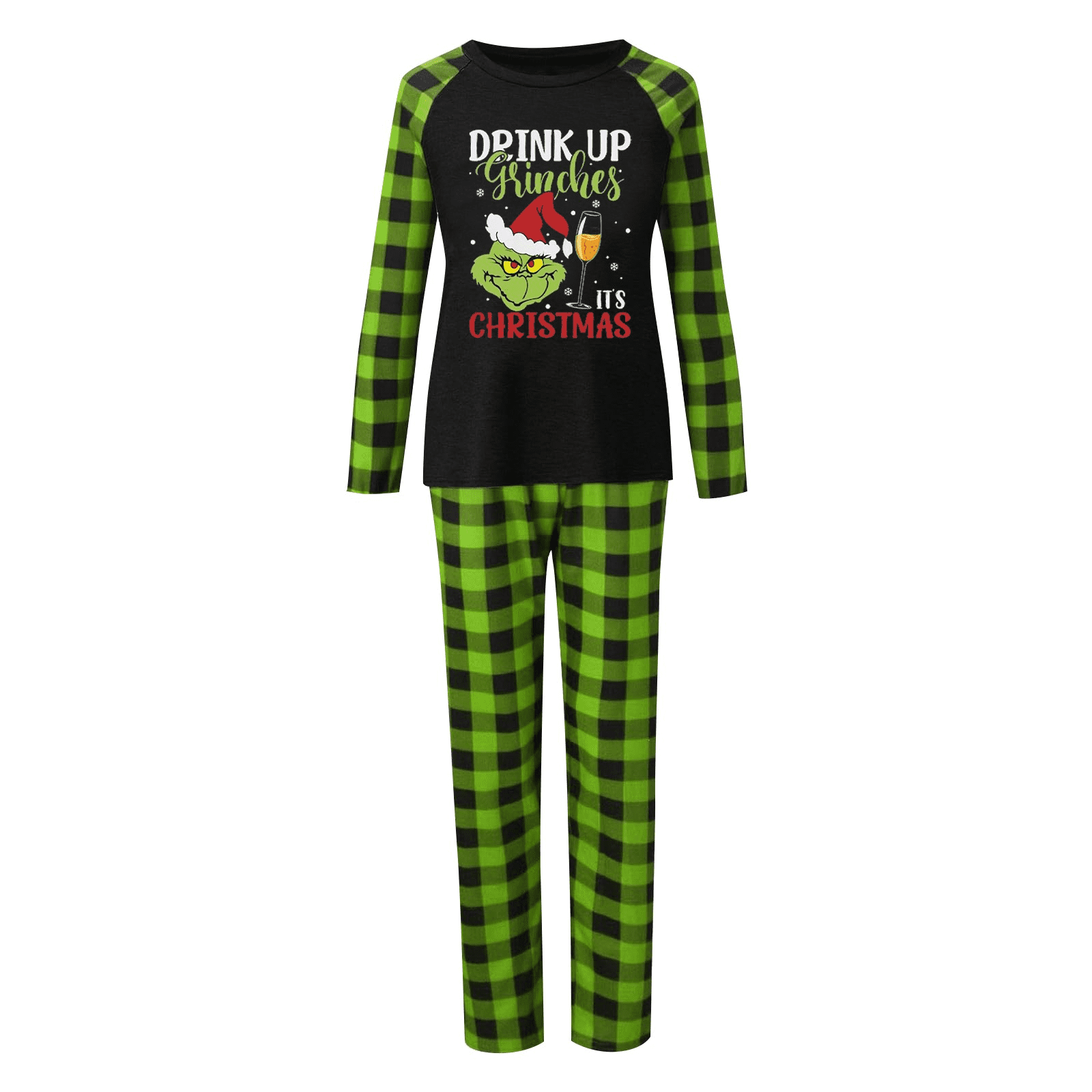 Festive Christmas Pajamas Set for Women Drink Up Grinches Graphic Top ...
