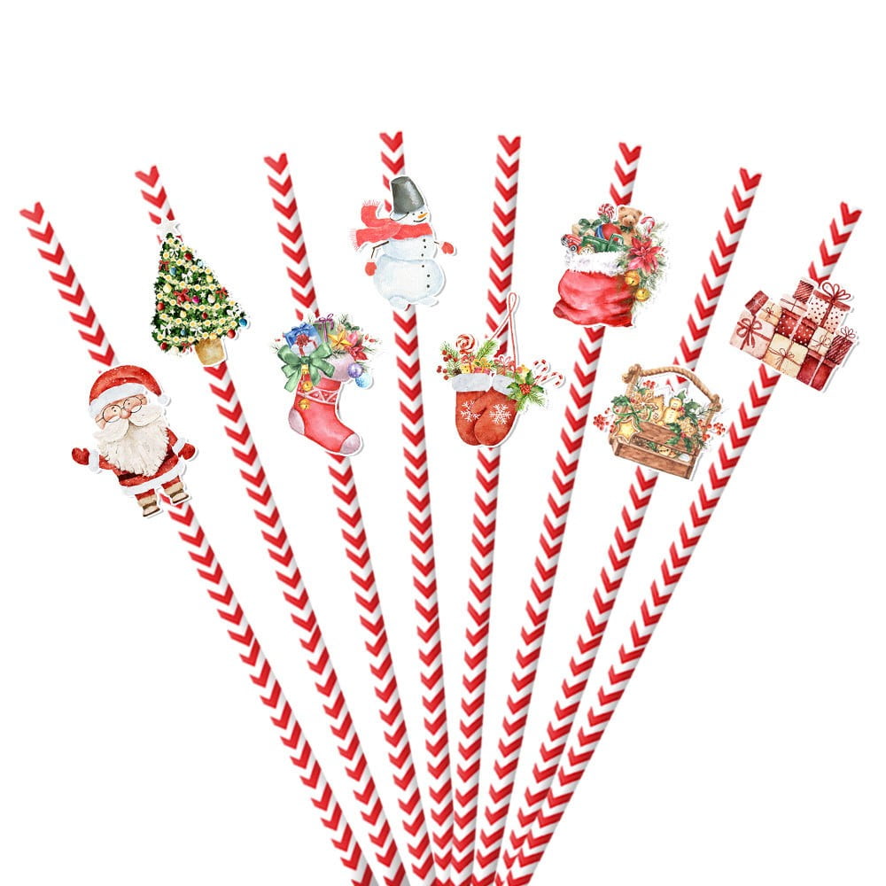 Festive Christmas Paper Straws with Holiday Designs Eco-Friendly ...