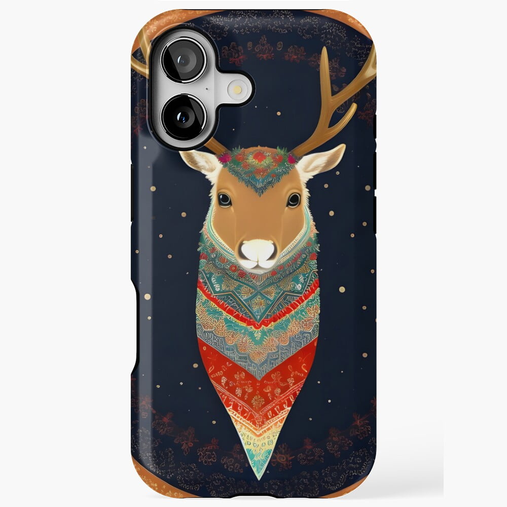 Festive Christmas Reindeer Holiday Phone Case with iPhone 17 to 11 Pro ...