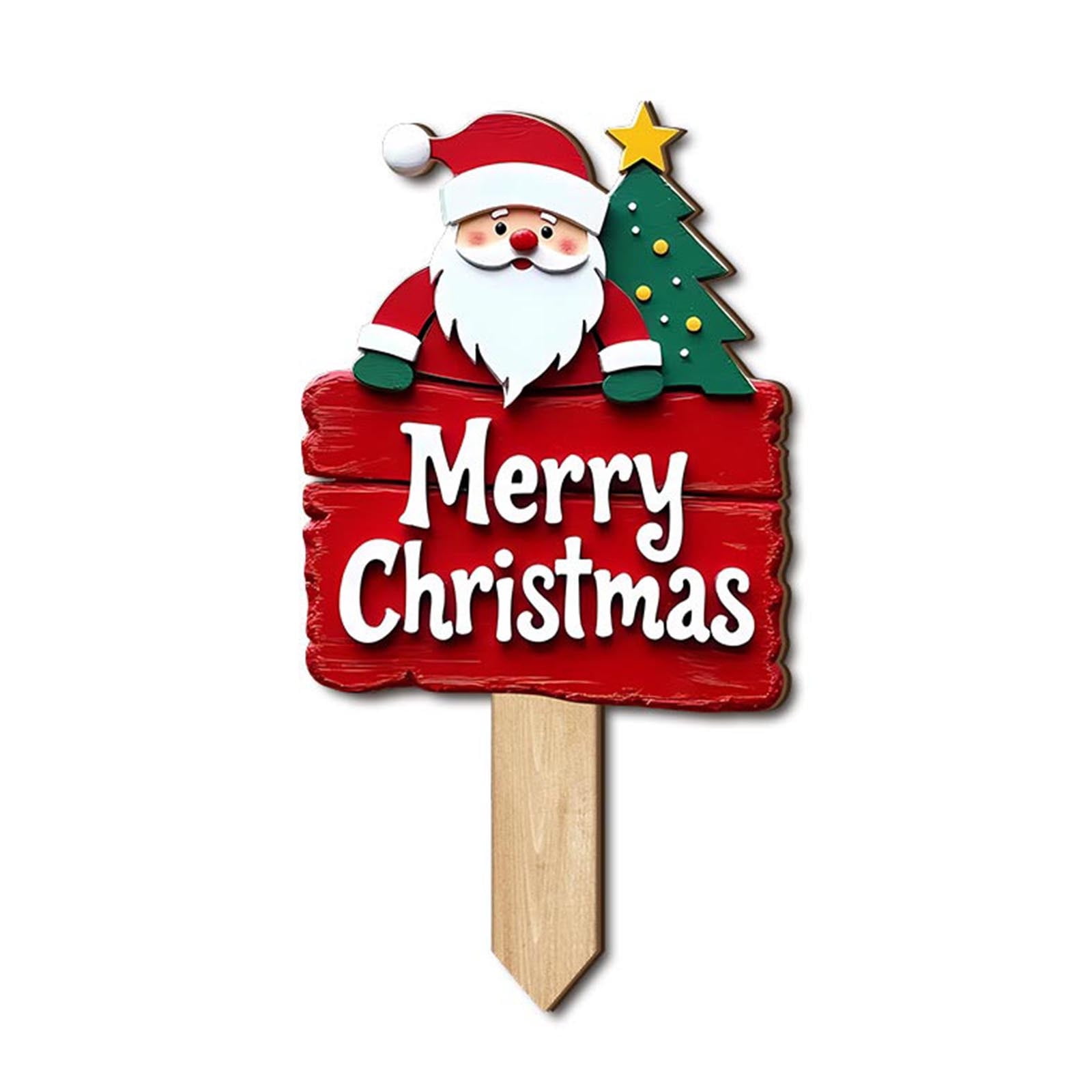 Festive Christmas Santa & Snowman Wooden Yard Sign - Weather-Resistant ...