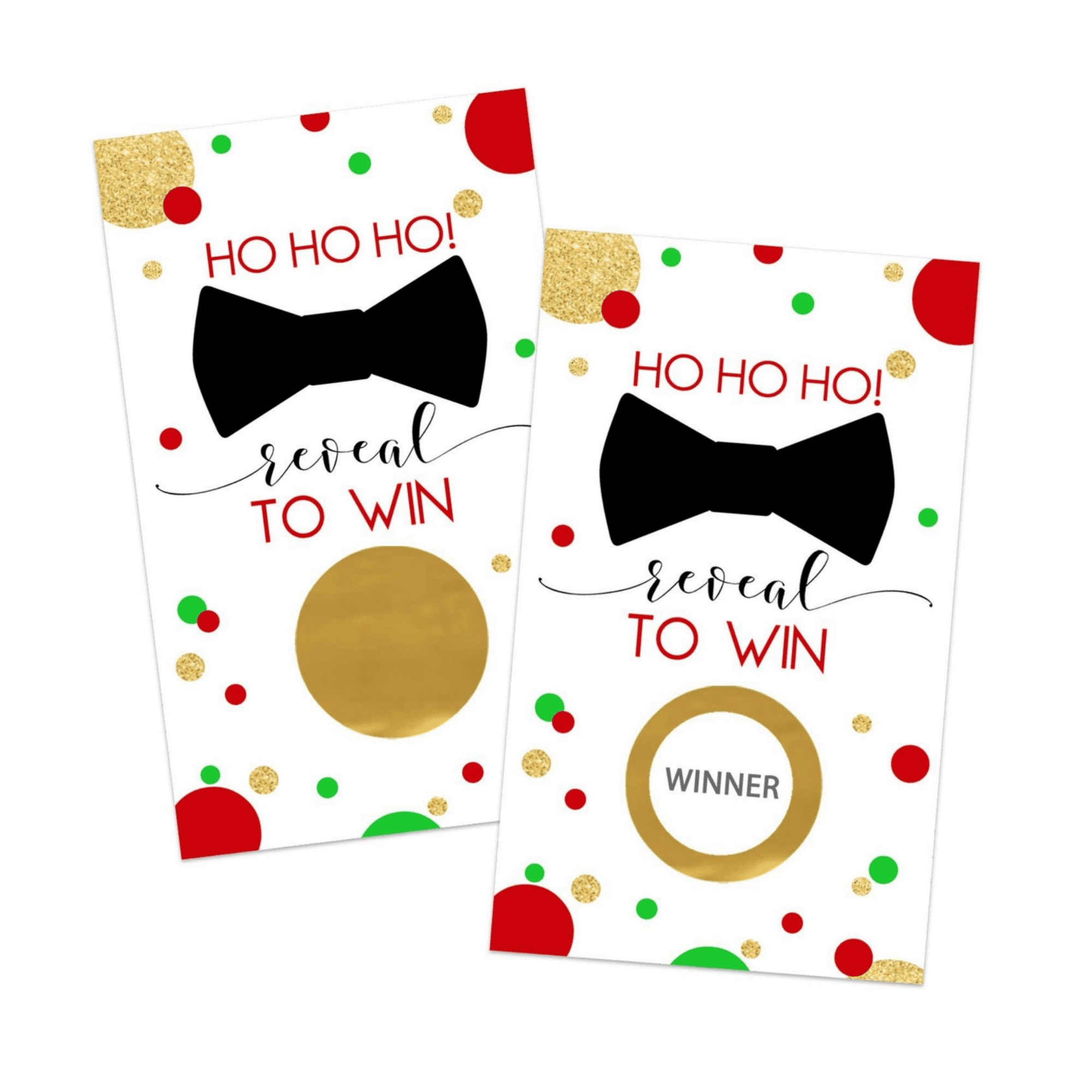 Festive Christmas Scratch Off Game Cards - 28 Pack, Jolly Bowtie Theme ...