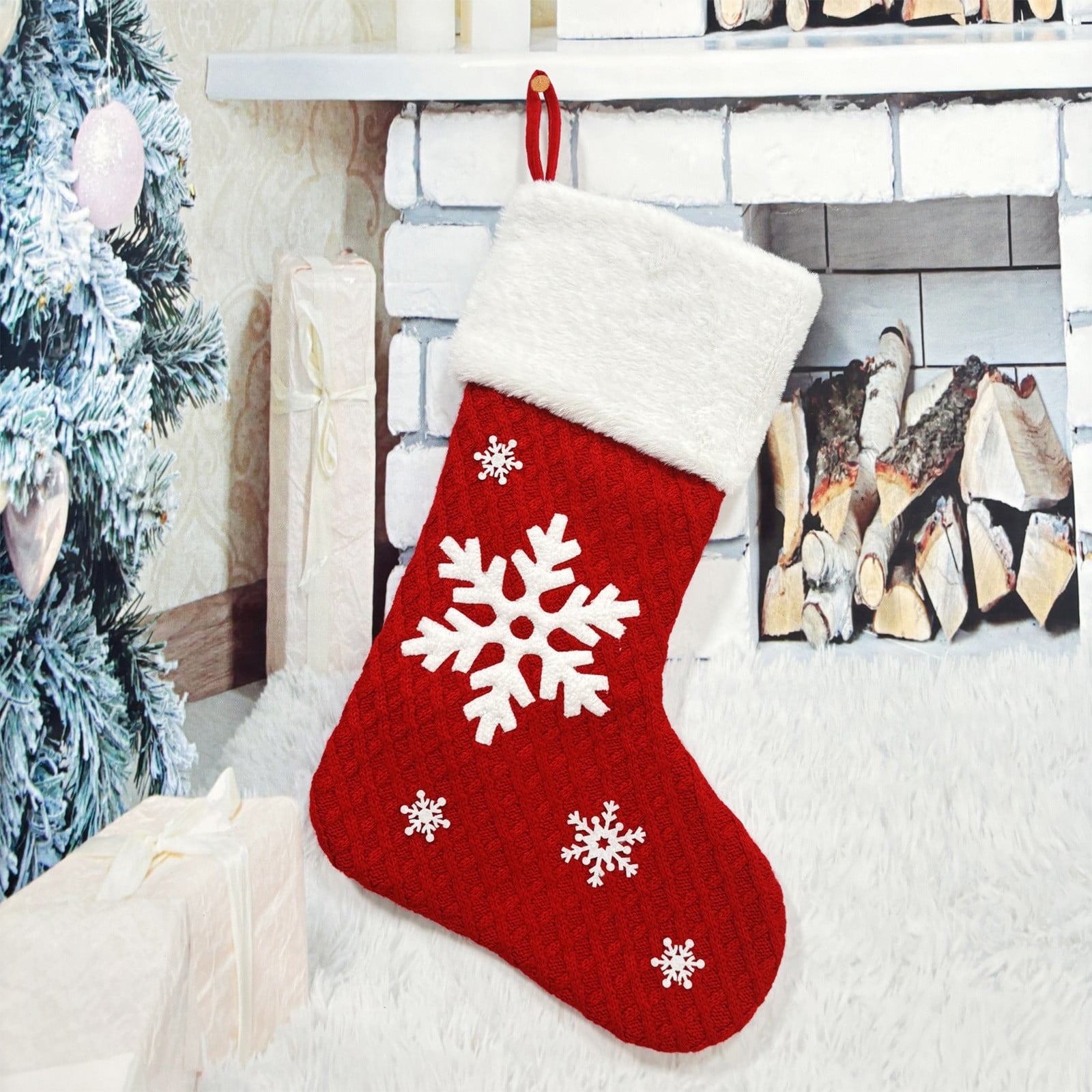 Festive Christmas Stocking Decorations with Embroidered Santa Claus ...