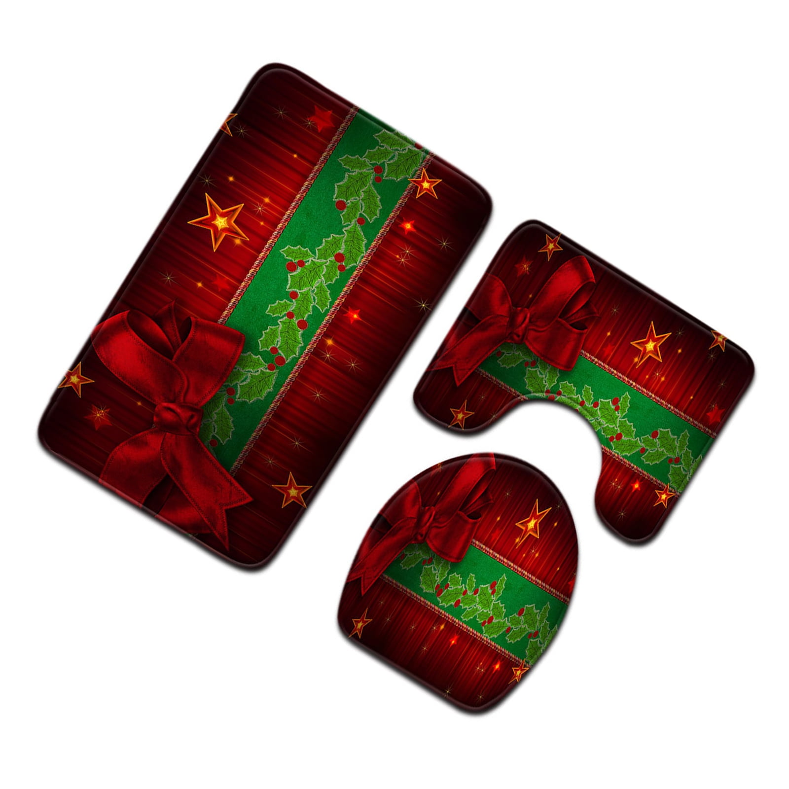 Festive Christmas Toilet Seat Cover Decoration Bathroom Decor Set/3Pcs ...