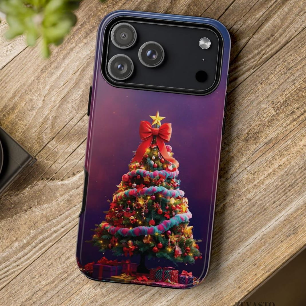 Festive Christmas Tree Holiday Phone Case with iPhone 17 through 11 Pro ...