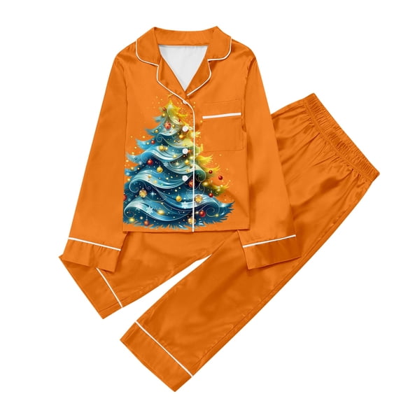 Festive Christmas Tree Print Women's Long Sleeve Cardigan and Trousers ...