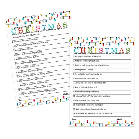 Festive Christmas Trivia Game Cards Version 1 (25 Pack) Holiday Party ...