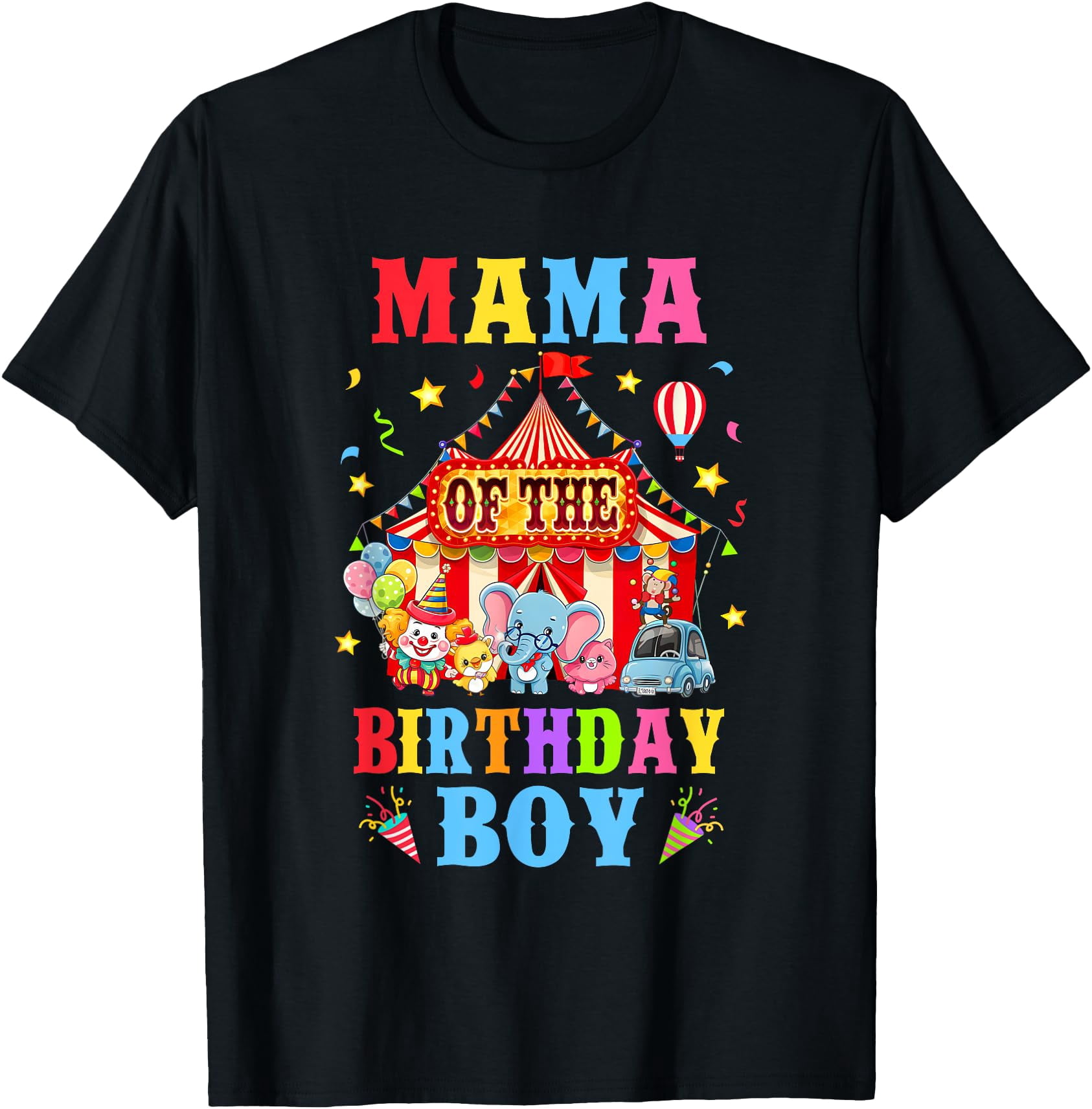 Festive Circus Carnival Animals & Clown Theme T-Shirt for Mama of the ...