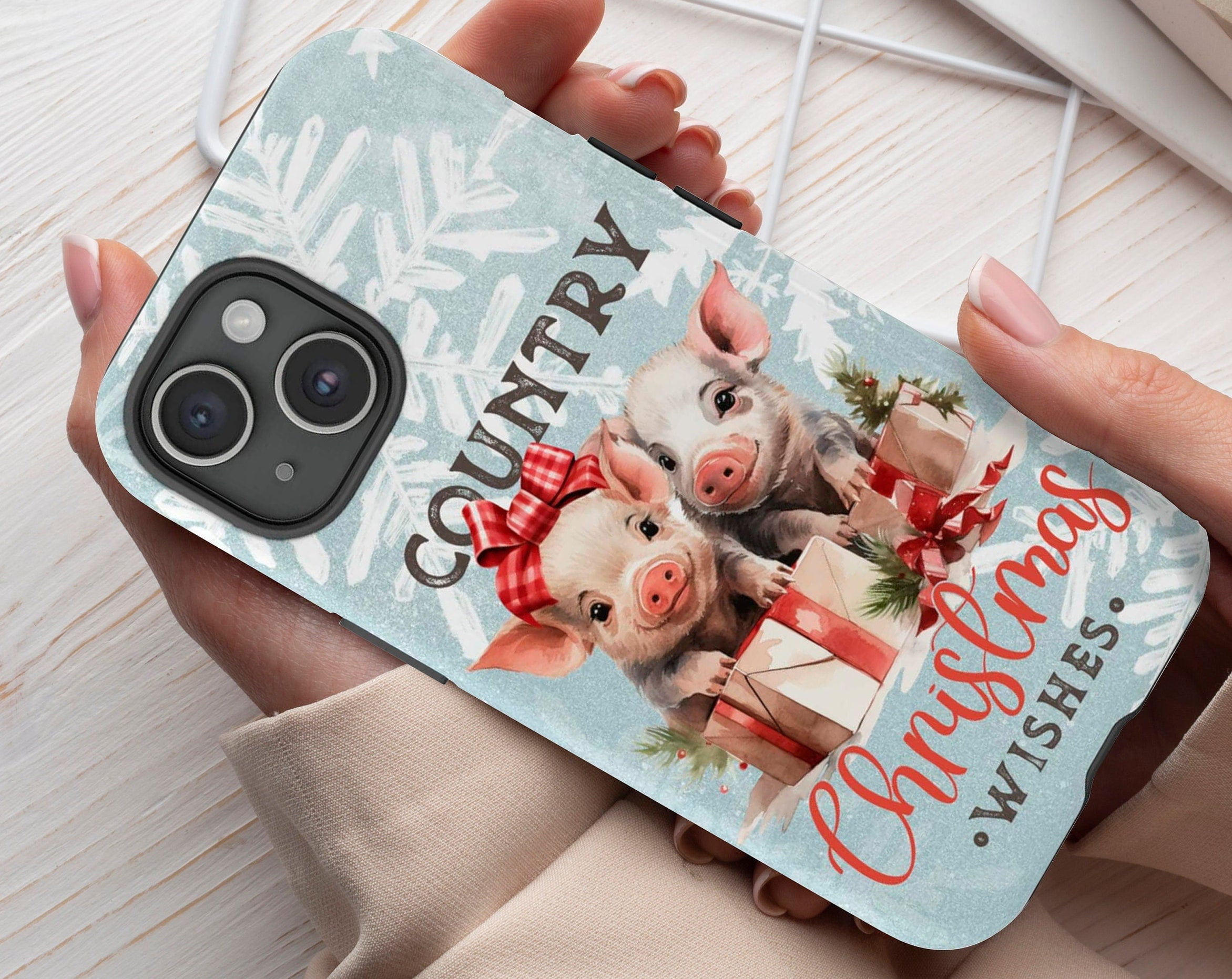 Festive Country Pig New Year Winter Holiday Phone Case 17 11 12 13 14 ...
