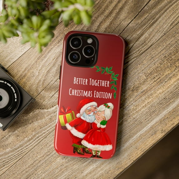 Festive Couple Phone Case Holiday Duo Illustration for iPhone 17 to 11 ...