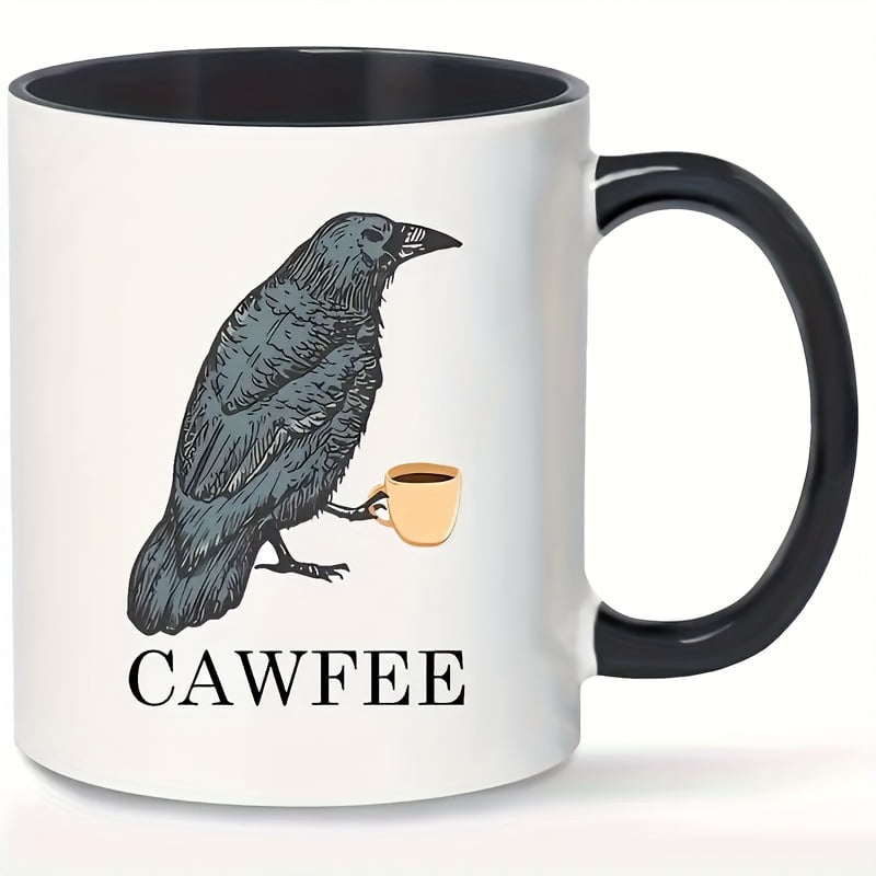 Festive Crow Coffee Mug: Hand Wash Only, Ceramic, Reusable, Multi ...