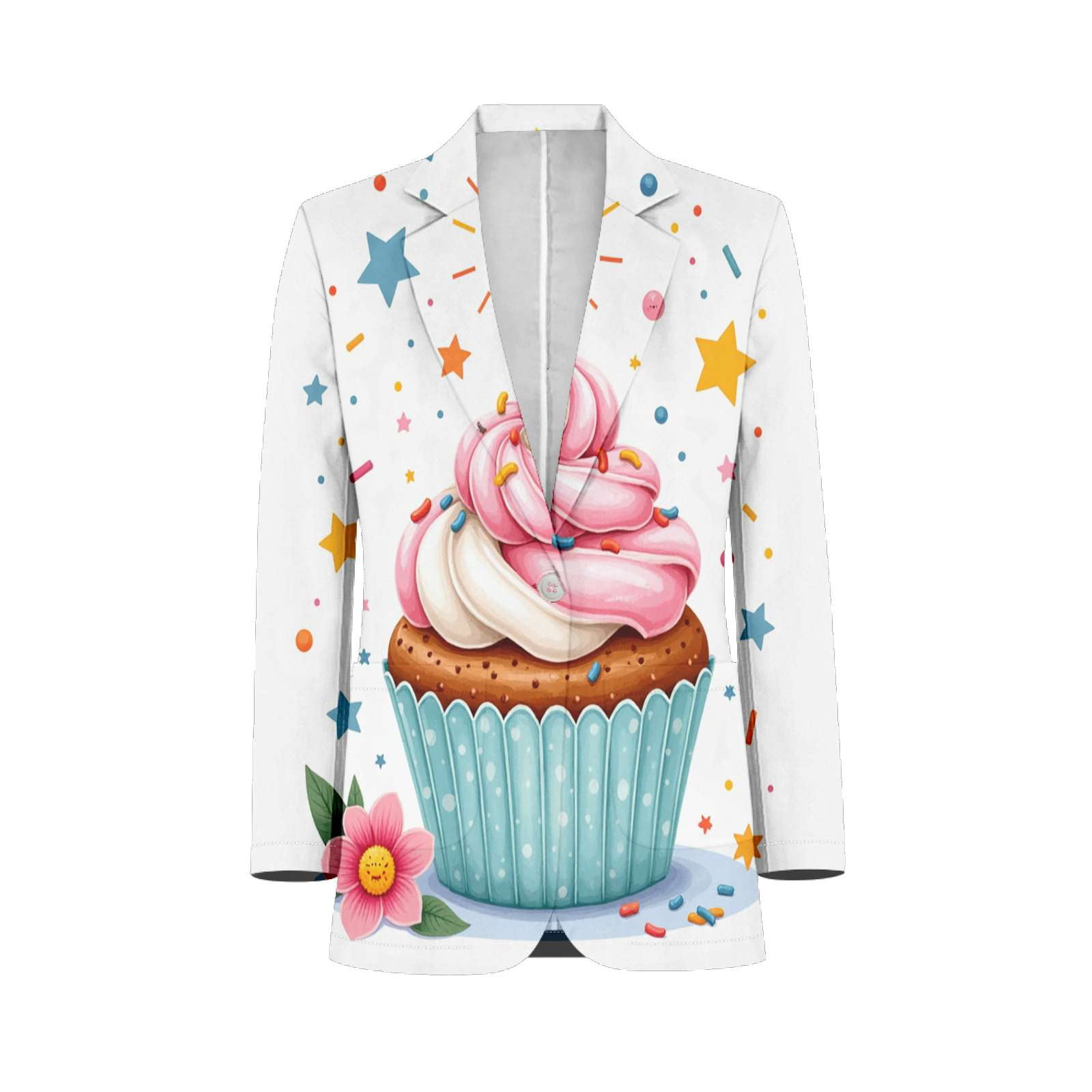Festive Cupcake With Lit Candle Mens Suits Shawl Collar Slim Fit Suit ...