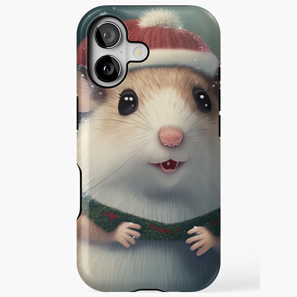 Festive Cute Christmas Holiday Hamster Phone Case 17 16 15 14 13 12 11 ...