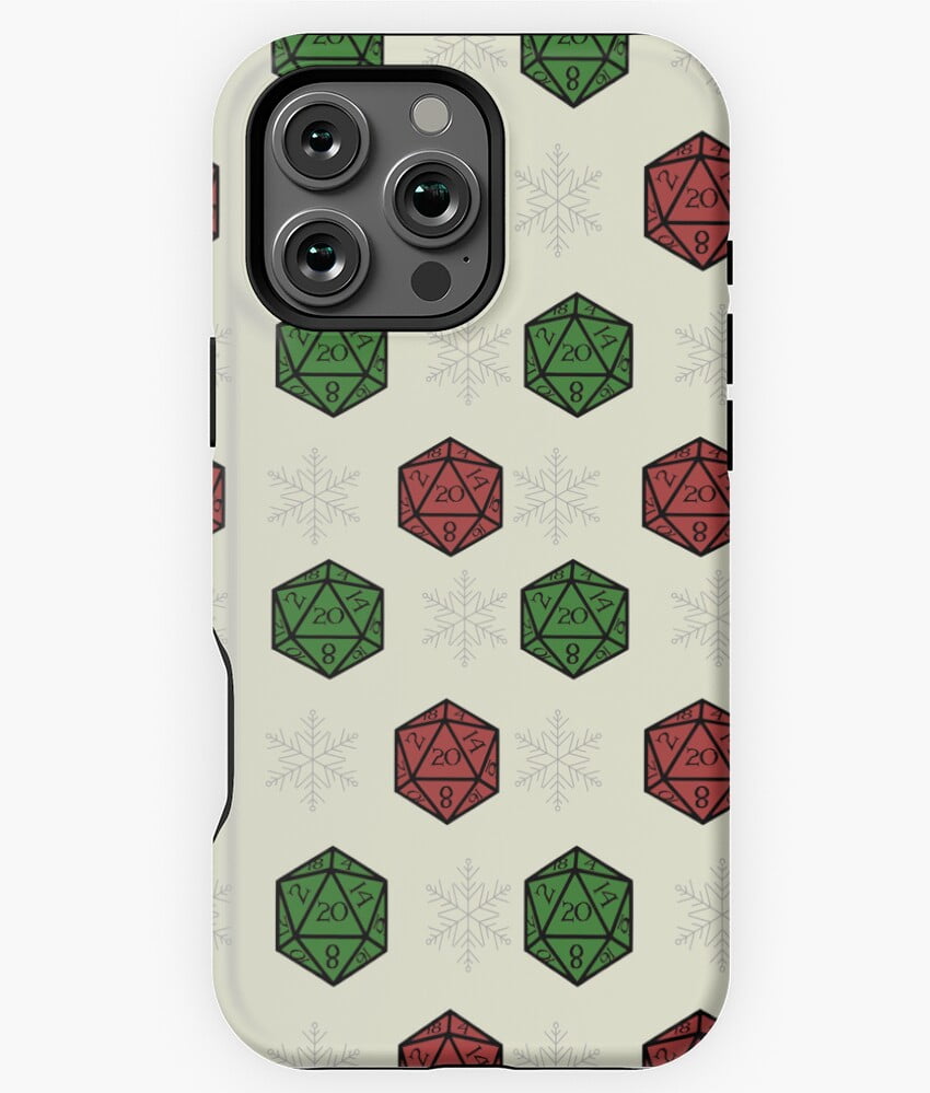 Festive D20s DND Christmas Dice Gift Phone Case for iPhone 16 15 14 13 ...