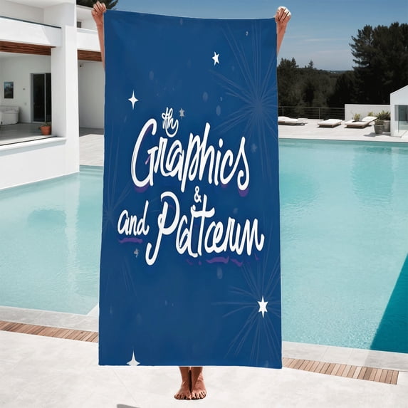 Festive Dark Blue Beach Towel with Playful Star Pattern - Perfect for ...