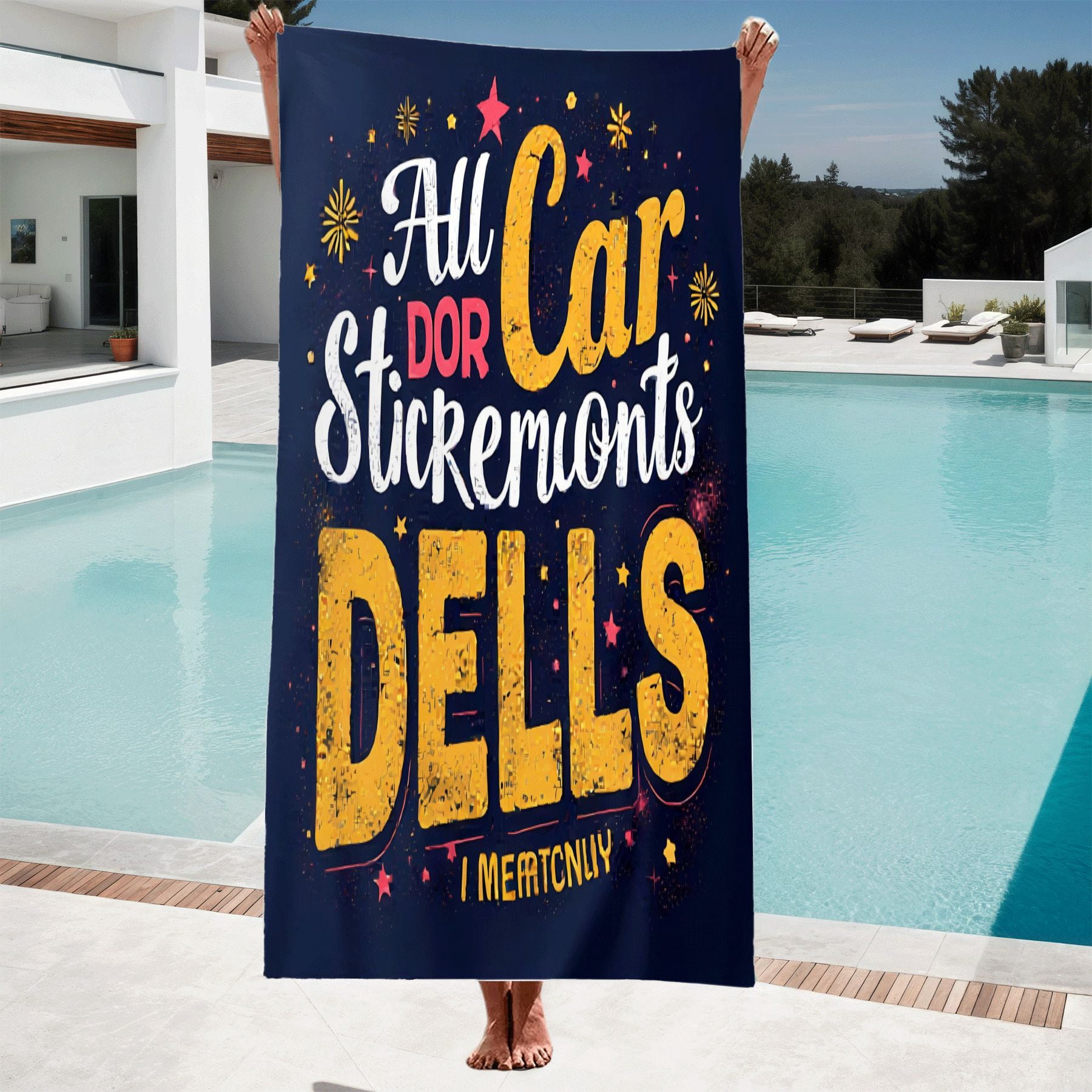 Festive Dark Blue Beach Towel with Stars & Sparkles - Perfect for Pool ...