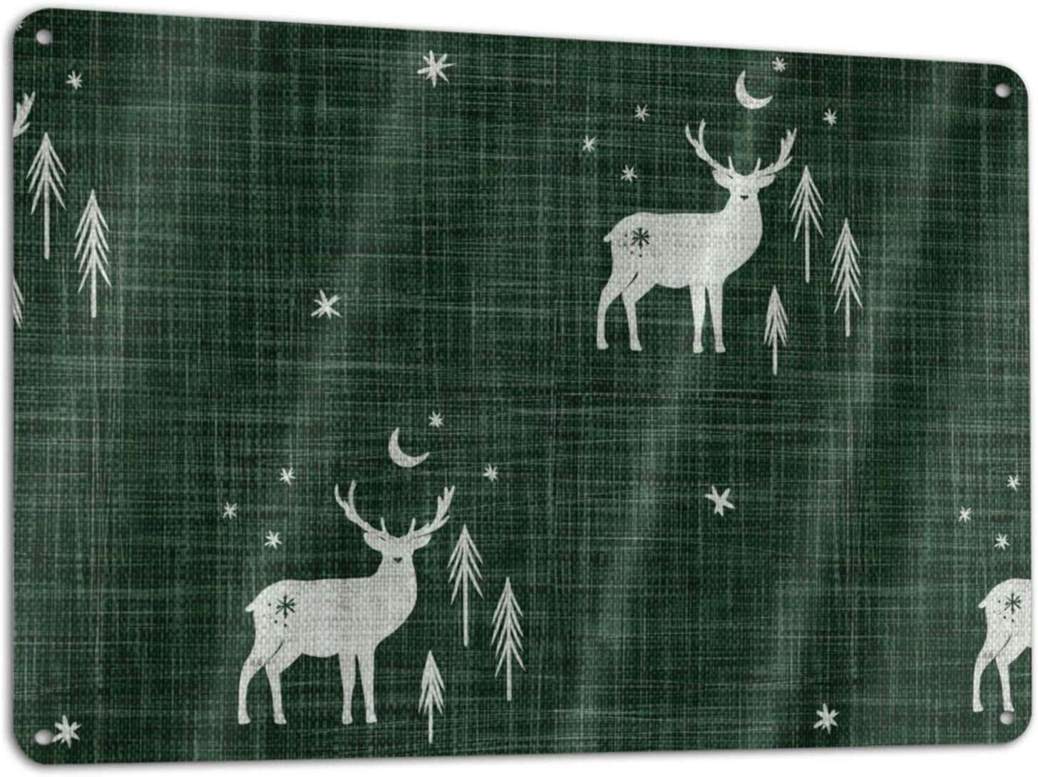 Festive Dark Green Stag Tin Signs Wall Decor for Bars,Restaurants,Cafes ...