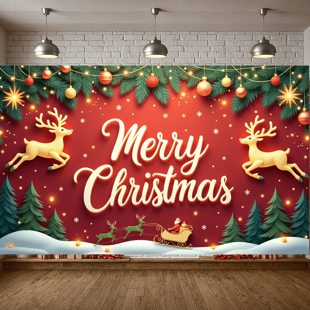 Festive Decoration Merry Christmas Holiday Banner Gift Design Holly ...