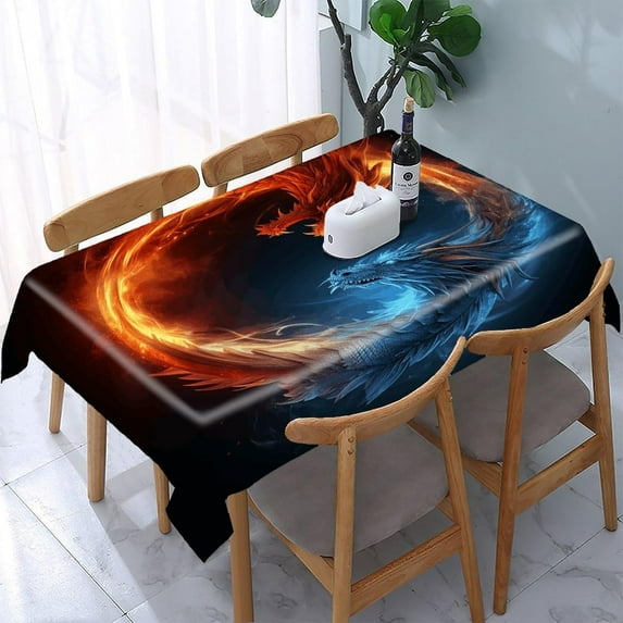 Festive Decorative Rectangular Tablecloth,Fire and Ice Dragonsprinted ...