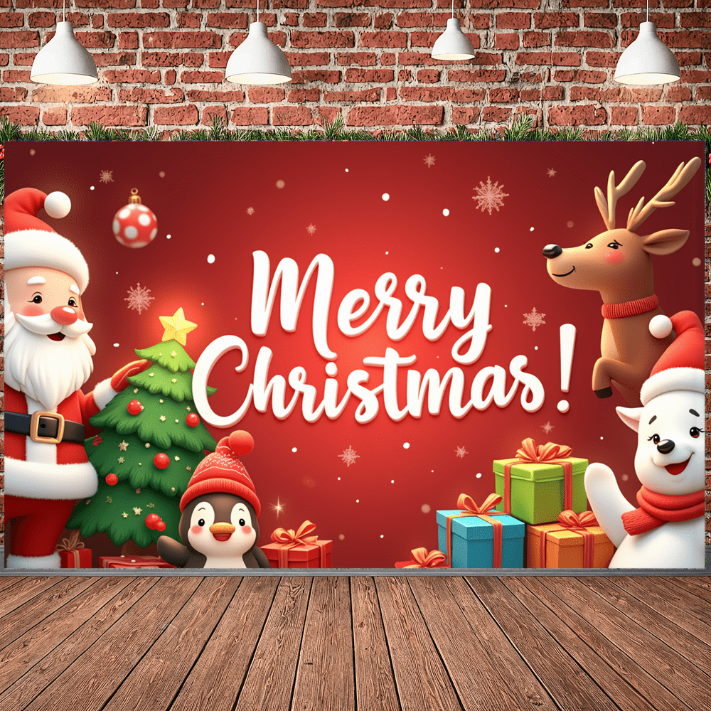 Festive Design Christmas Banner Cheerful Characters Holiday Decoration ...