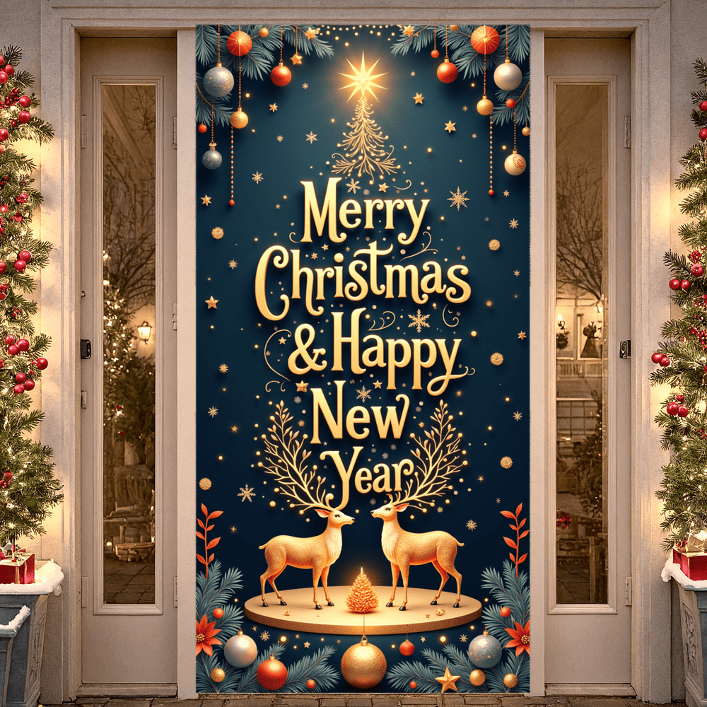 Festive Design Christmas Banner Holiday Decoration Reindeer Image New ...