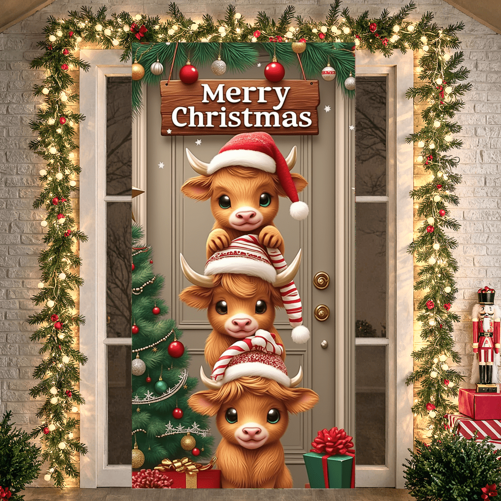 Festive Design Merry Christmas Banner Christmas Decorations Cow Theme ...