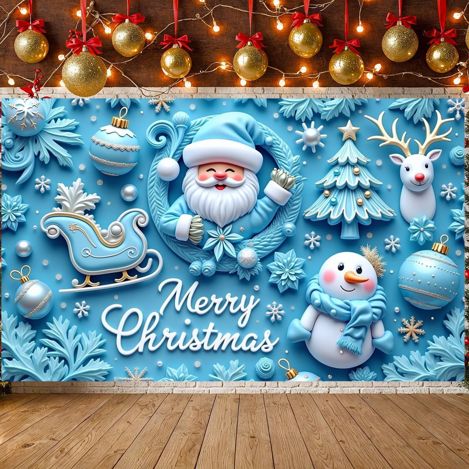 Festive Design Merry Christmas Decorative Santa Claus Banner Winter ...
