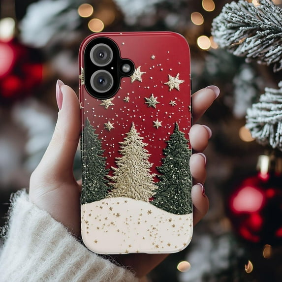 Festive Embroidered Holiday Tree Star 3D Phone Case for 17 16 15 14 13 ...