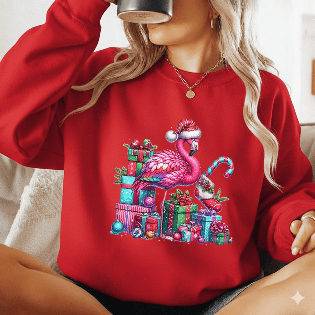 Festive Flamingo Holiday Pink Winter Glow Christmas Theme Funny ...