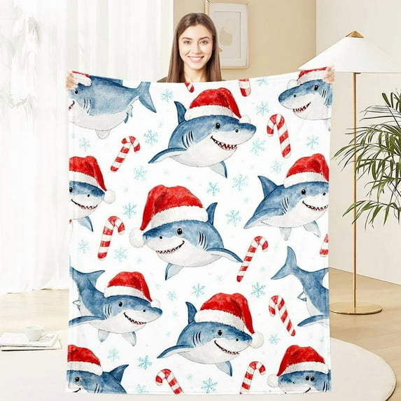 Festive Flannel Blanket - Pink Gingerbread & Tree Design, Soft Warm All ...