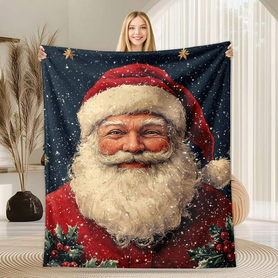 Festive Flannel Blanket - Pink Gingerbread & Tree Design, Soft Warm All ...