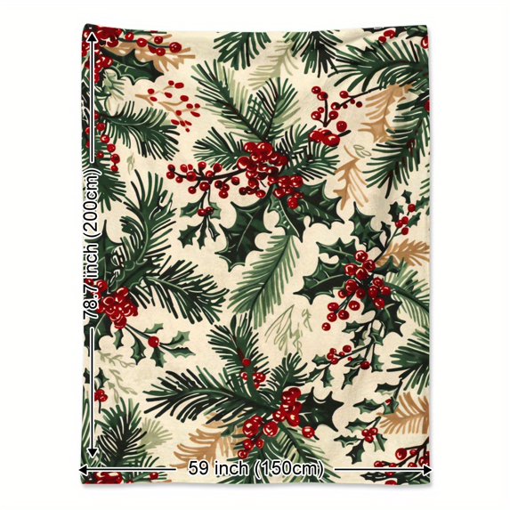 Festive Flannel Throw Blanket - Knitted Polyester, Digital Print ...