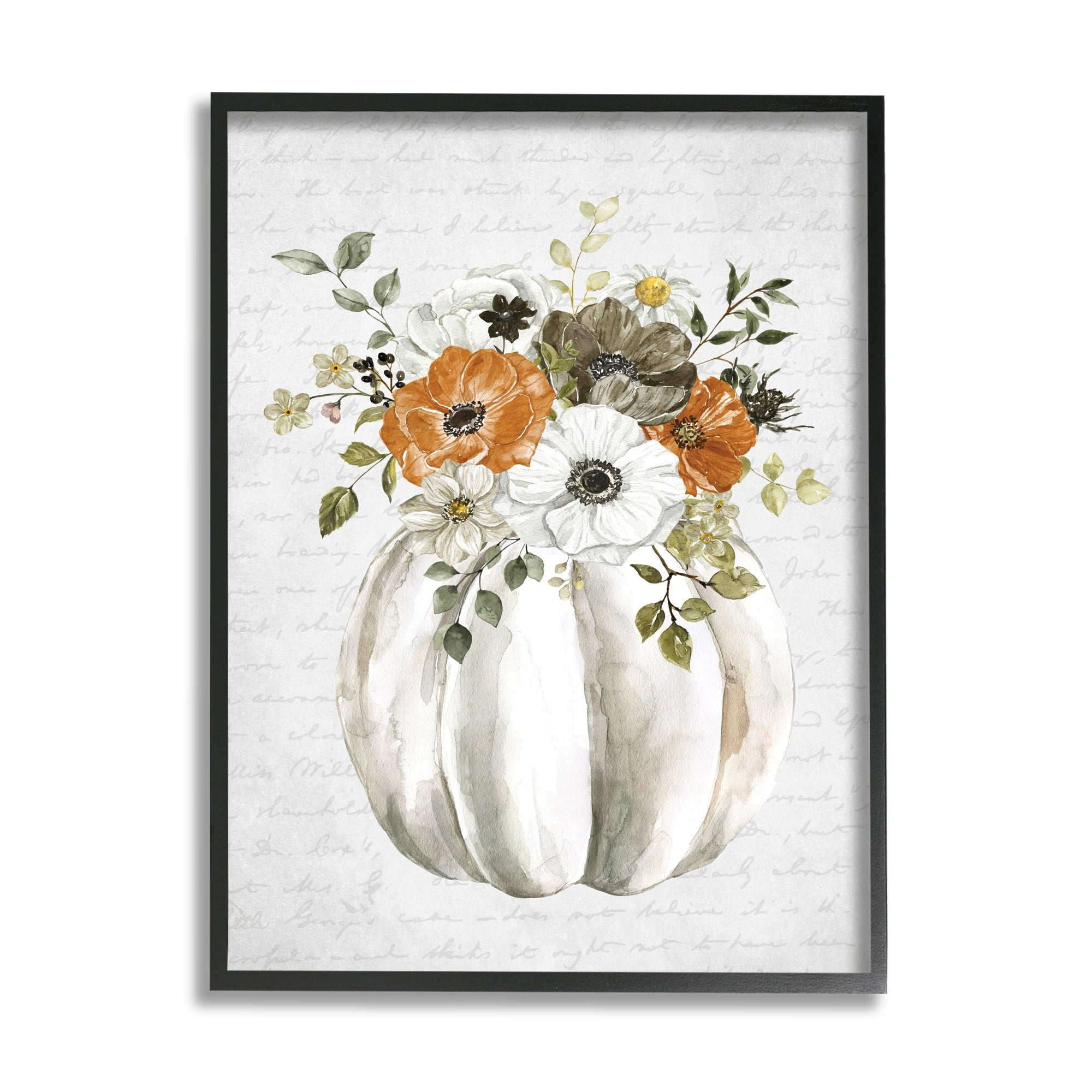 Festive Flower Bouquet Pumpkin Cursive Words Background Botanical ...