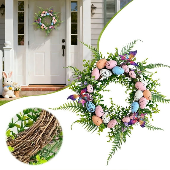 Festive Flower Wreath with Butterflies – 15.7 Inch Rattan Hoop Decor ...