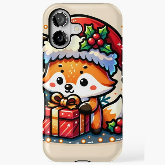Festive Fox Gift Wrapper Holiday Design Phone Case 17 16 15 14 13 12 11 ...