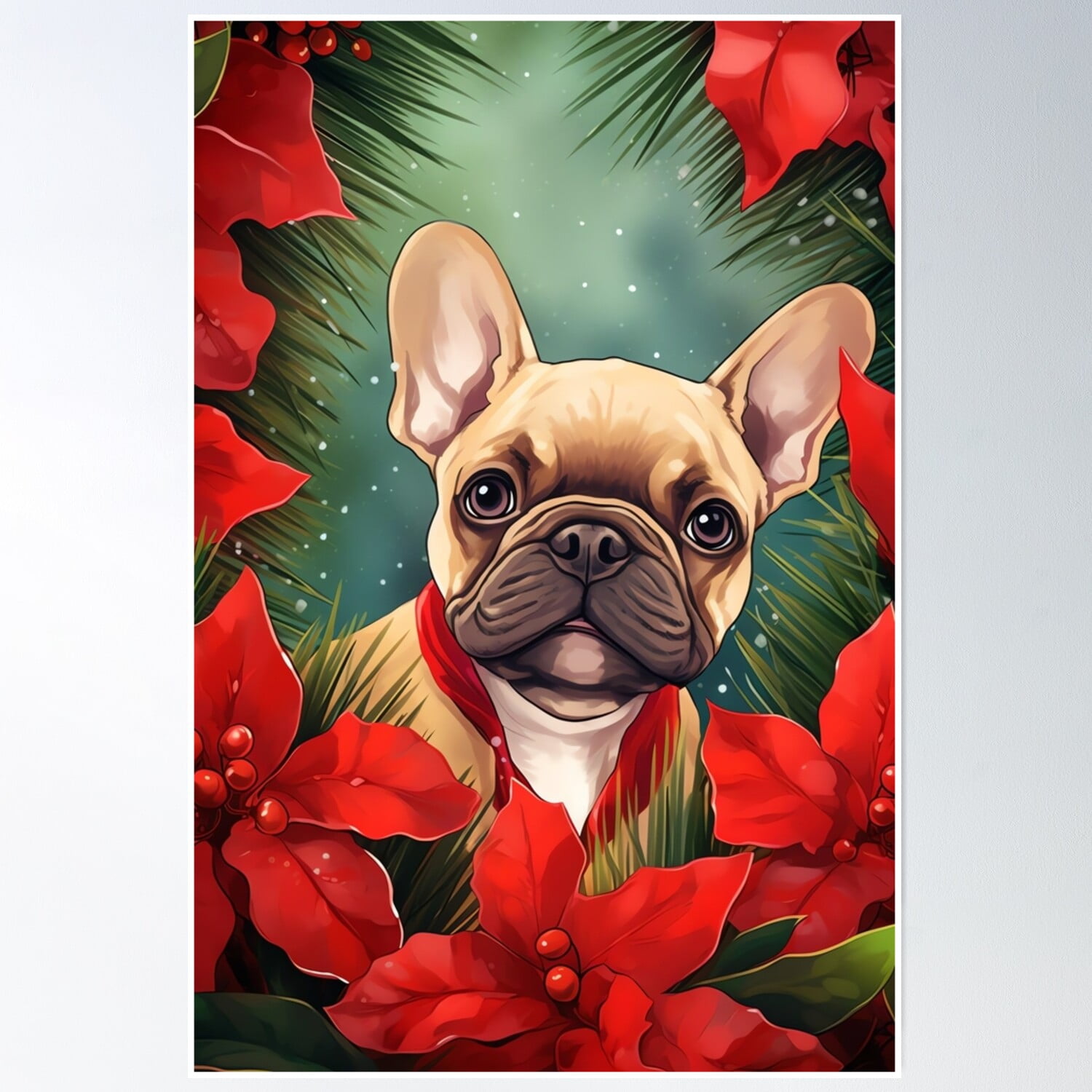 Festive Frenchie Poster Wall Art, Modern Wall Decor, 12x18 UNFRAMED ...