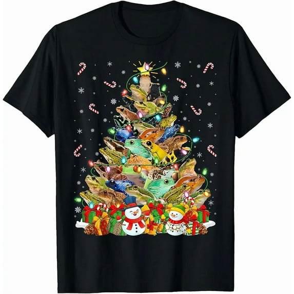 Festive Frog Tree Lighting Whimsical Winter Holiday Scene Unisex T ...