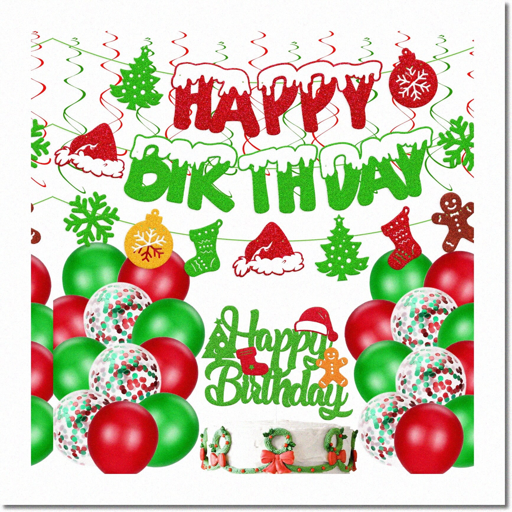 Festive Frosty Celebration Kit: Merry Tree Winter Snow Happy New Year ...