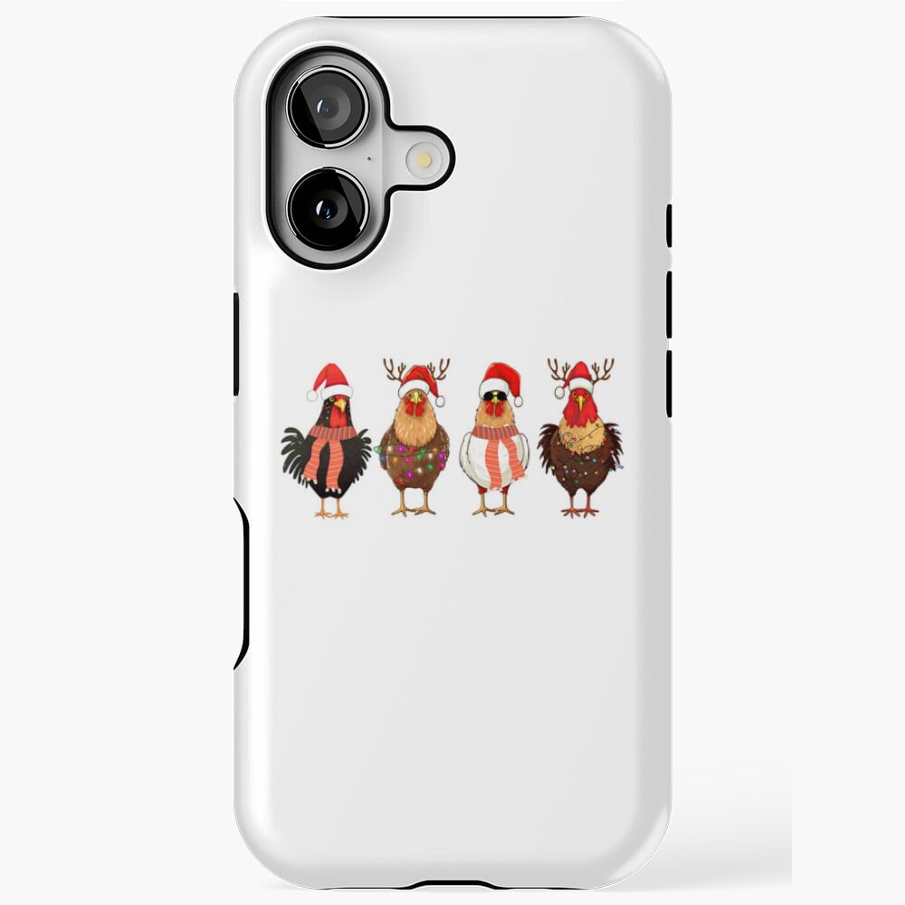 Festive Funny Christmas Chickens Art Phone Case with iPhone 17 to 11 ...