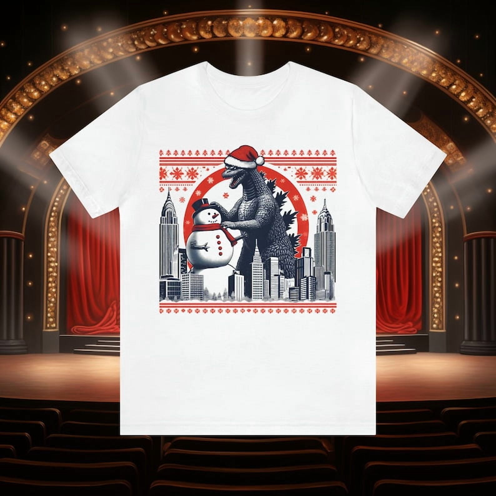 Festive Giant Dinosaur Shirt Winter Holiday City Illustration Unisex ...