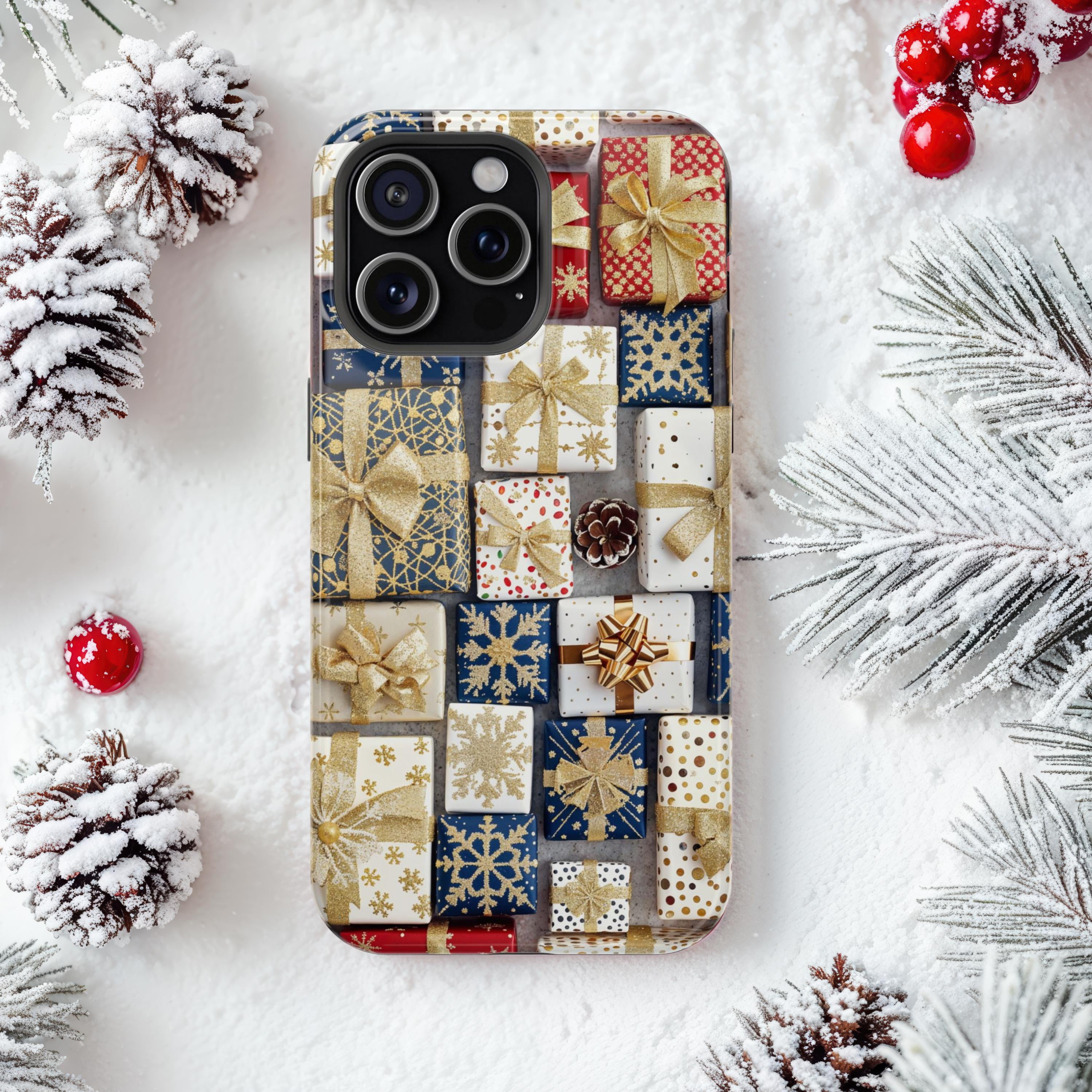 Festive Gift Box Holiday Pattern Bright Theme Phone Case 17 through 11 ...