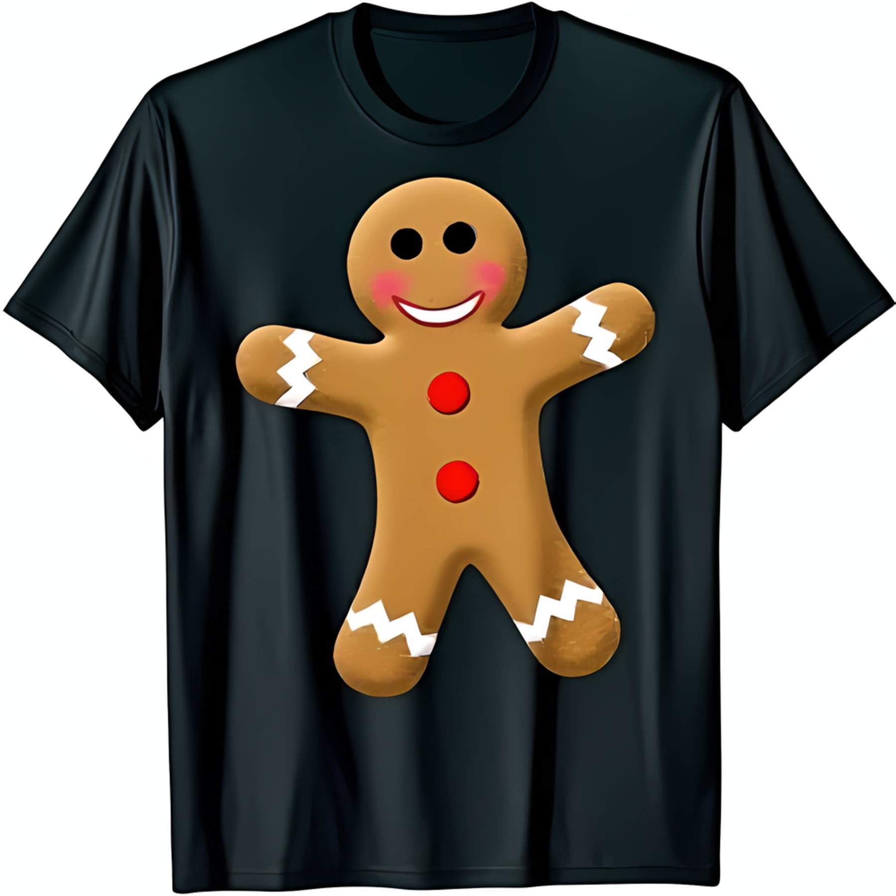 Festive Gingerbread Man T-Shirt Whimsical Holiday Design on Black ...