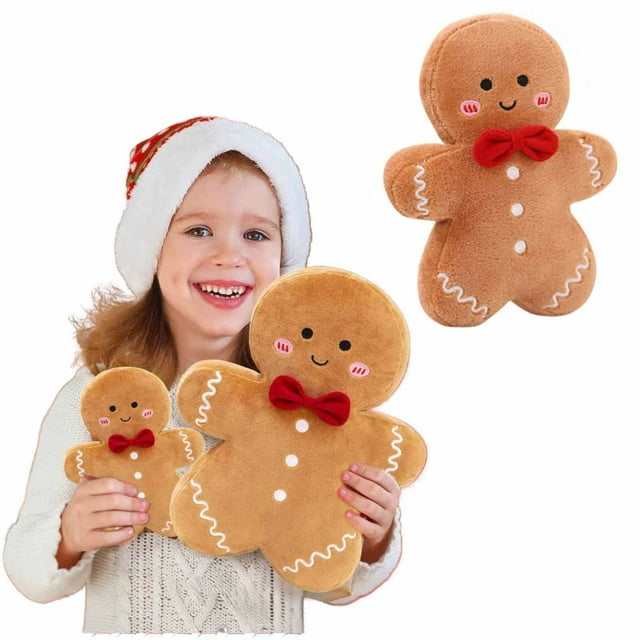 Festive Gingerbread Man Throw Pillow – Christmas Decoration Plush ...