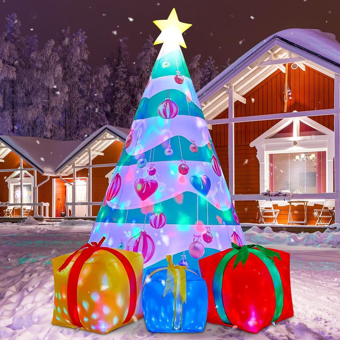 Festive Glow 7ft Christmas Inflatables Tree With Led Lights For Outdoor